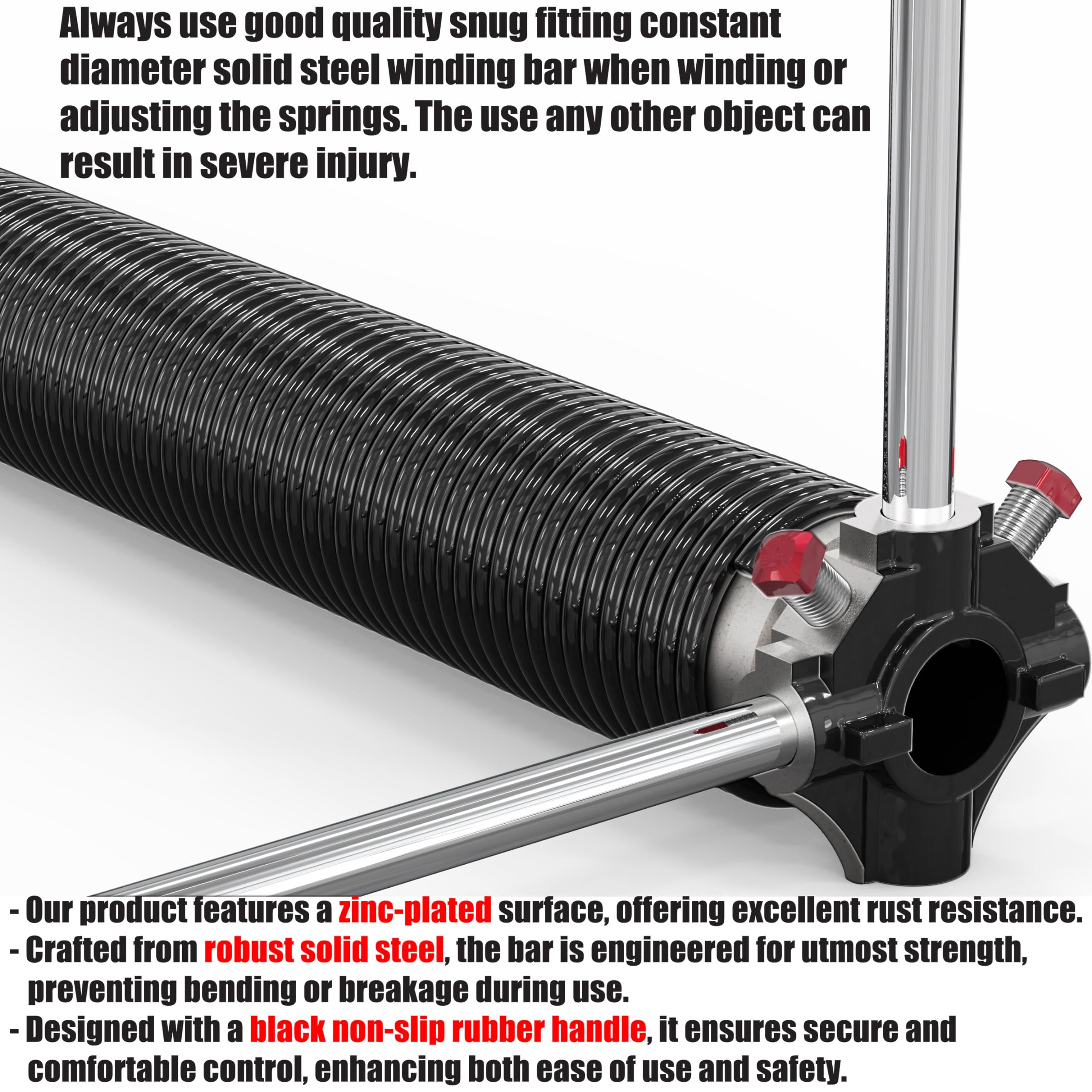 Blesseras Garage Door Torsion Springs with Non-Slip Winding Bars, Oil-Free Electrophoretic Coated Coil 2-Inch Diameter Spring Set, 1 Pair, 207 X 2'' X 23''