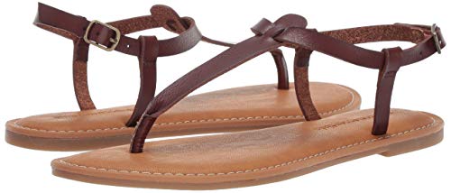 Amazon Essentials Women's Casual Thong Sandal with Ankle Strap, Brown, 7