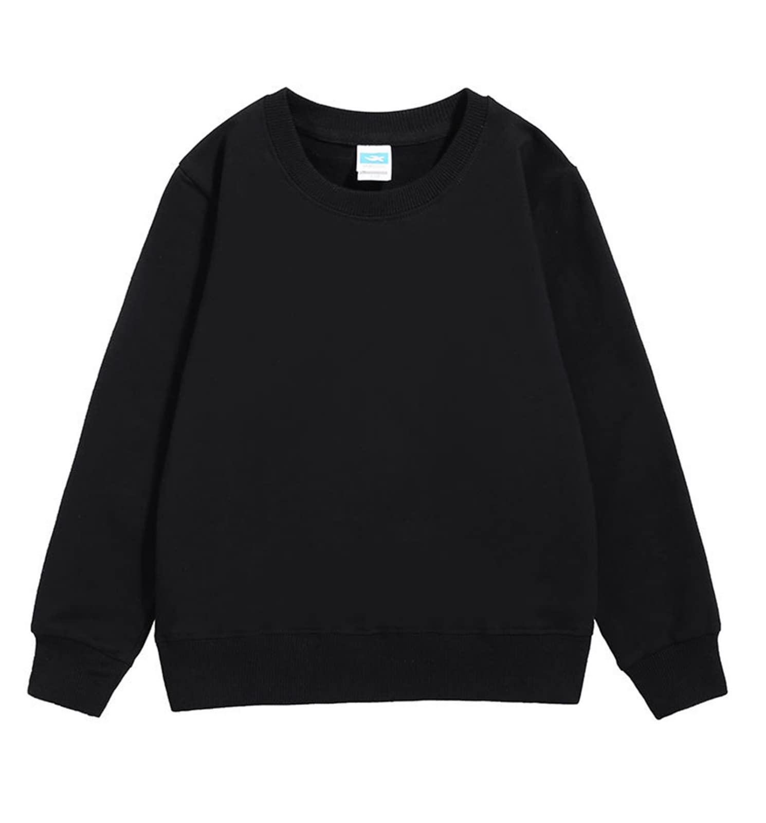 Kids Child Boys Girls Autumn Sweater T-shirt Solid Patchwork Long Sleeve Cotton Soft Sweatshirt (Black, 9-11 Years)