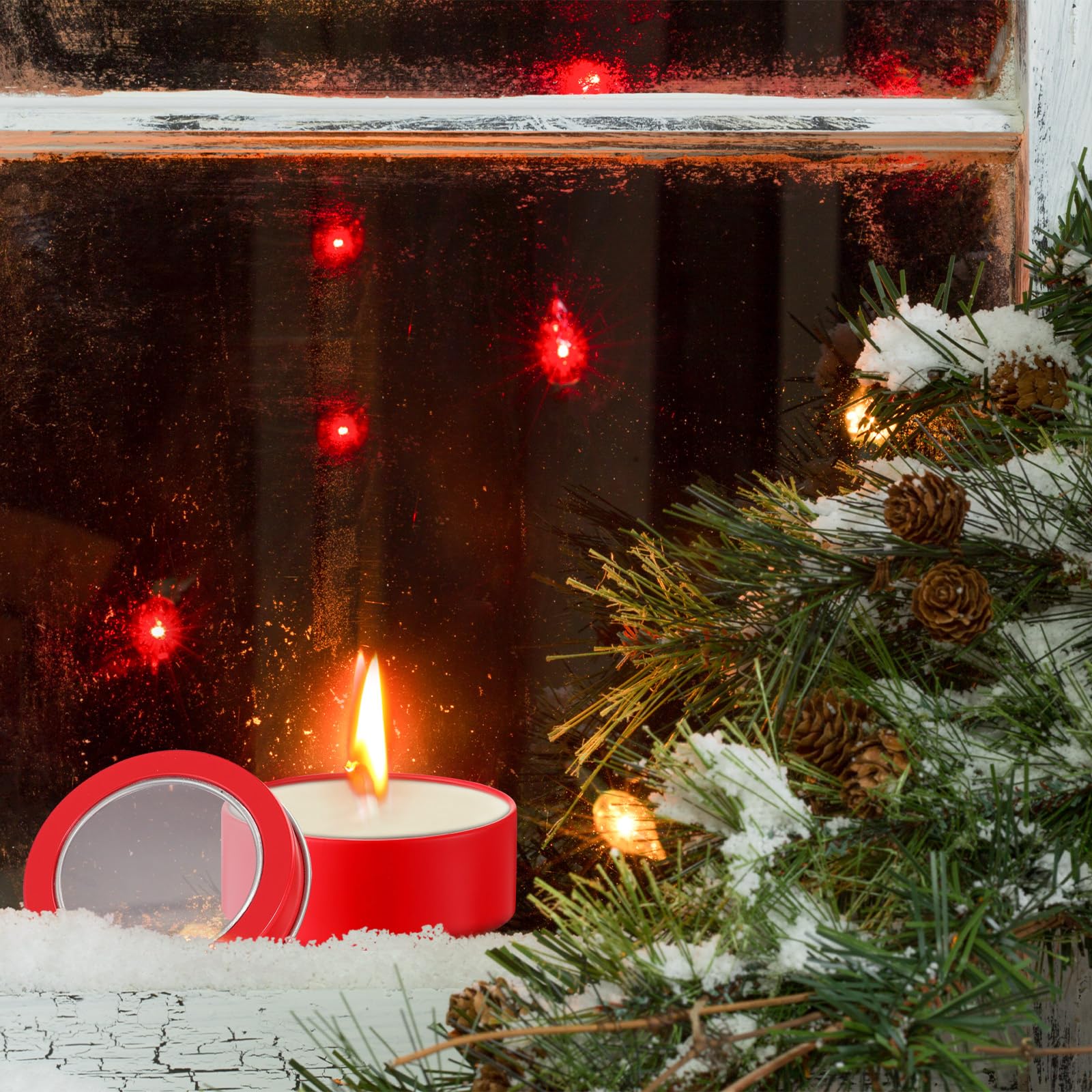 Tandefio Christmas Candle Tin Cans Set Holiday Candle Tins 2 oz with Lids Candle Jars for Making Candles Round Containers for Candles Party Favors DIY(120 Pcs)