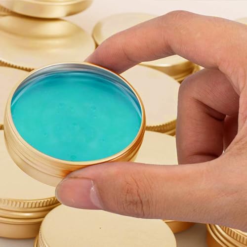 Gold 2 Ounce Aluminum Tin Jar Refillable Containers 60 ml Aluminum Screw Lid Round Tin Container Bottle for Cosmetic, Lip Balm, Cream, 30 Pcs