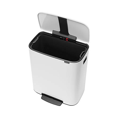 Brabantia Bo Step On Pedal Trash Can, 1 Inner Bucket (16 Gal), White