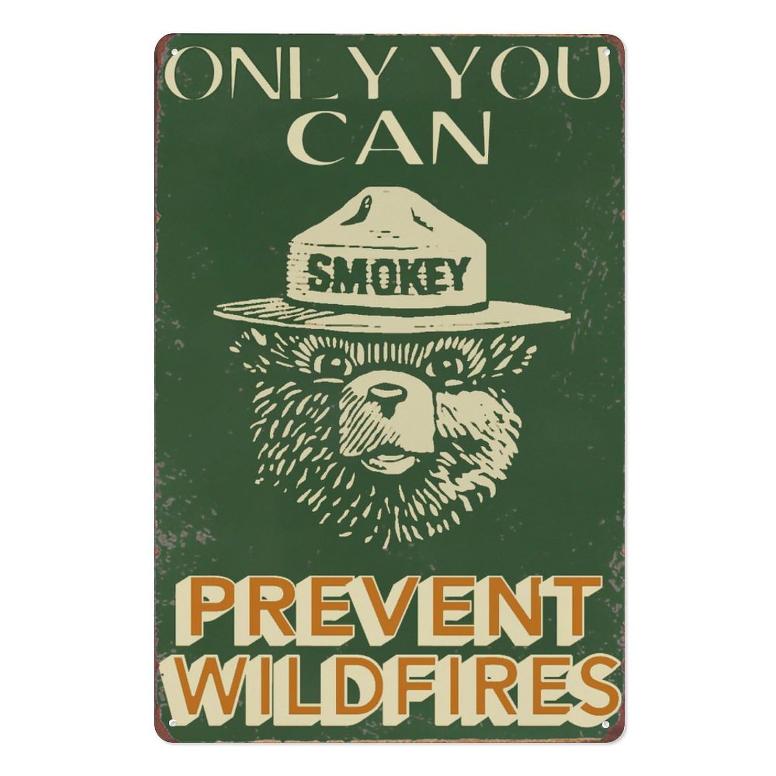 Smokey Bear Only You Can Prevent Wildfires Sign Metal Tin Sign Home Outdoor Forest Wildfire Prevent Sign Campaign Fire Awareness Poster 12x8inch