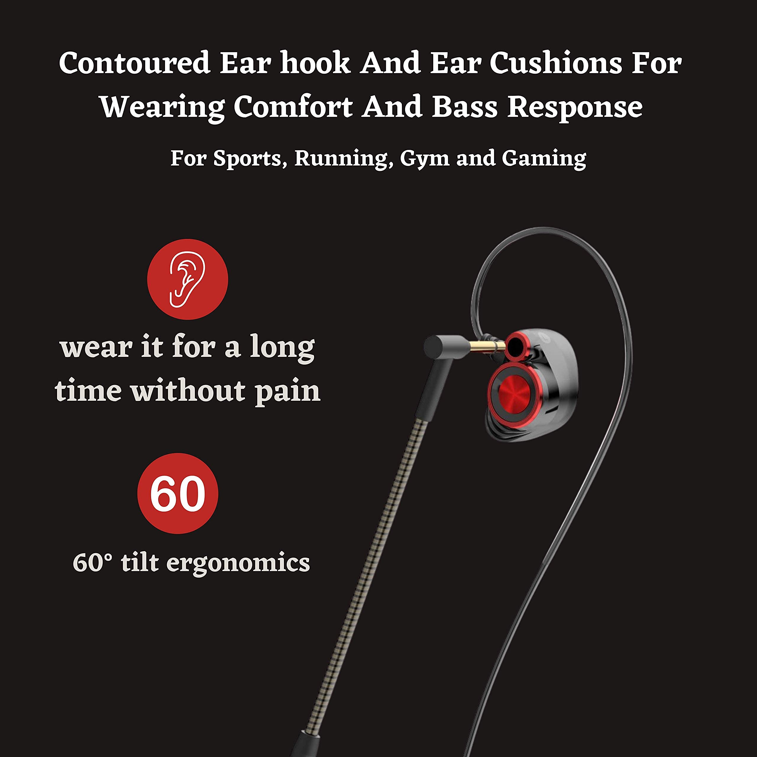 HP PS4 Gaming Earbuds in Ear Headphones with Mic, Stereo Bass Earphones with Detachable Dual Microphone and Volume Control for Mobile Devices, Xbox One, PS4, PC