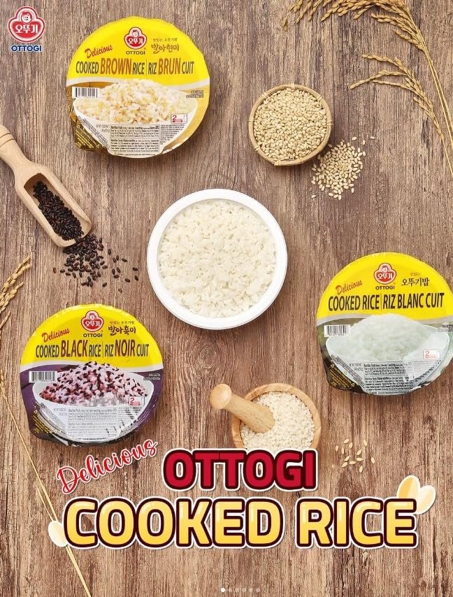 [OTTOGI] Delicious COOKED RICE, Gluten free, Microwavable instant cooked rice, Precooked ready to eat container (7.40oz., 12 count)