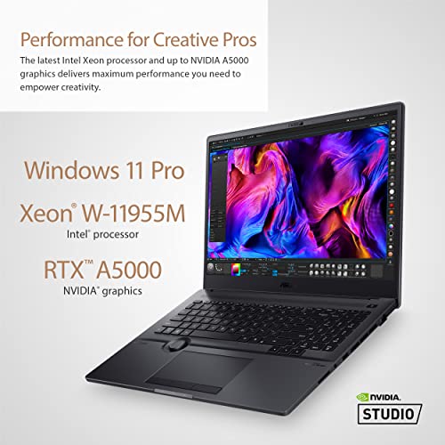 ASUS ProArt StudioBook Pro 16 OLED Laptop, 16β 3840x2400 OLED Display, Intel Xeon W-11955M, 64GB DDR4, 4TB PCIe SSD, Nvidia RTX A5000, Windows 11 Pro, W7600H5A-XH99, Star Black