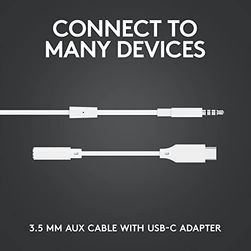 Logitech G333 Gaming Earphones with Dual Audio Drivers, in-line mic and Volume Control, Compatible with PC/PS/Xbox/Nintendo/Mobile with 3.5mm Aux or USB-C Port - White (Renewed)