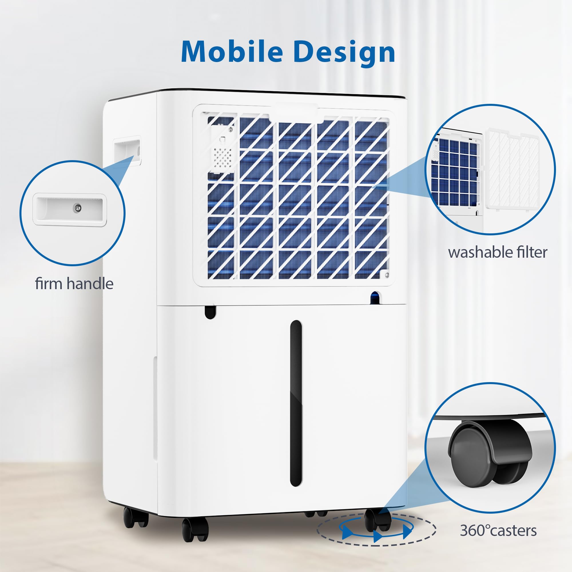 FreAire 4,500 Sq.Ft. Dehumidifier for Basement Home with Drain Hose | 50 Pint | Dehumidifiers with Auto or Manual Drainage for Large Room Bedroom Bathroom | 24H Timer | Humidity Control | 3 Modes