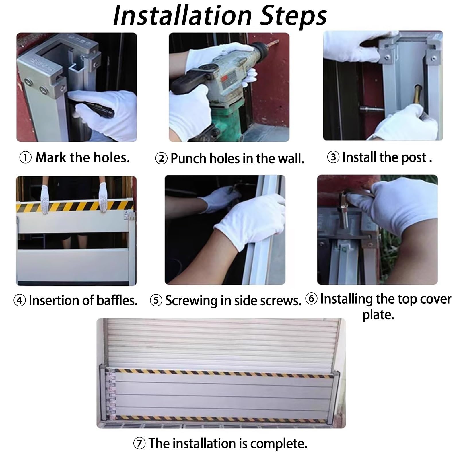 2.6ft 2ft 1.3ft 0.66ft Tall Flood Barriers Shield, Home/Garage Door/Front Doors Temporary Anti-Flood Wall - Detachable & Reusable, Aluminum Threshold Water Dams, with Reflective Warning Strip ( Color