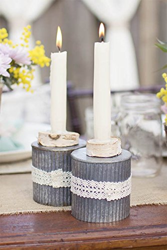 Rustic Tin Vase, Corrugated Sides, 3.25x3.25", Galvanized Metal, 6pk