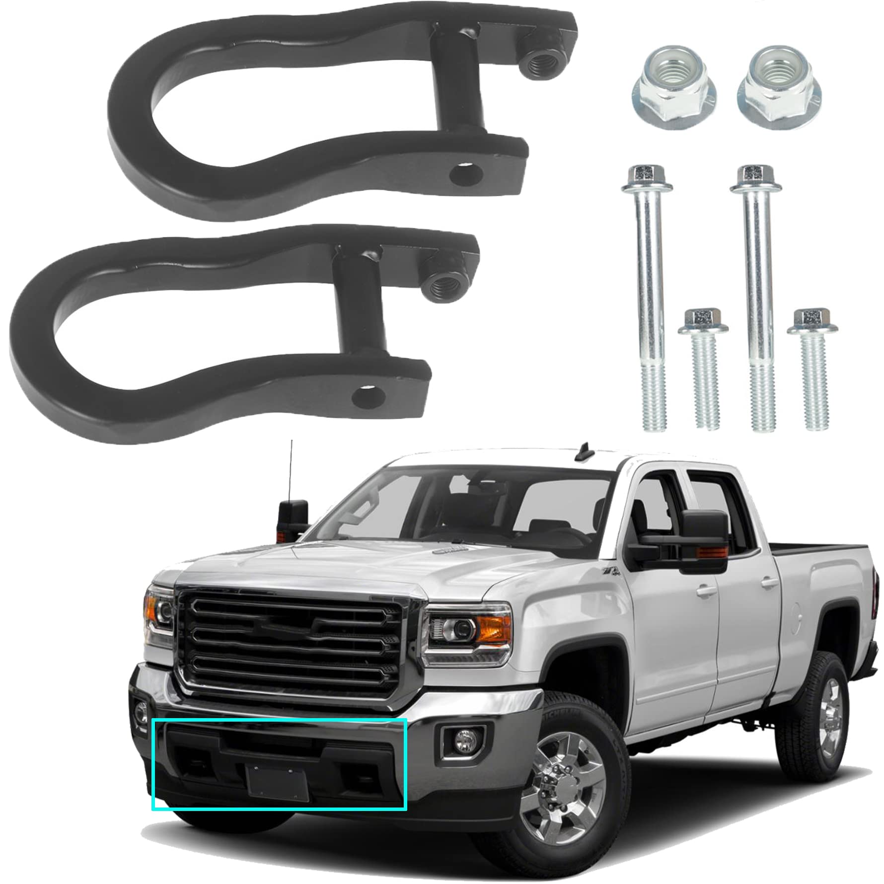 munirater 2PCS Tow Hooks Black Replacement for 2016-2018 Sierra 1500 and 2014-2018 Silverado 1500 84072463 Pair