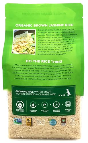Lotus Foods Organic Brown Jasmine Rice, 30 Oz(Pack of 6)