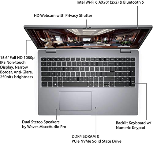 Dell Latitude 5520 Business Laptop, 15.6" FHD Display, Intel Core i5-1135G7 vPRO, 16GB RAM, 512GB SSD, IR Camera, HDMI, Backlit Keyboard, Wi-Fi 6, RJ-45, Thunderbolt 4, Windows 11 Pro