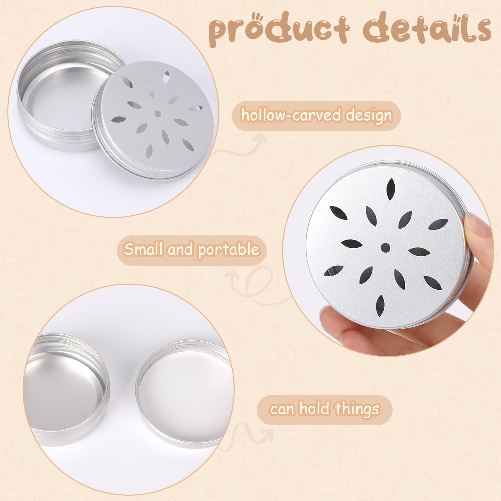 Mozeat Lens 6 Pcs Scent Training for Dogs Scent Work for Dogs Dog Scent Training Equipment Box Dog Nose Metal Container Smell Aluminum Cans Nosework Tins Scent Work Container