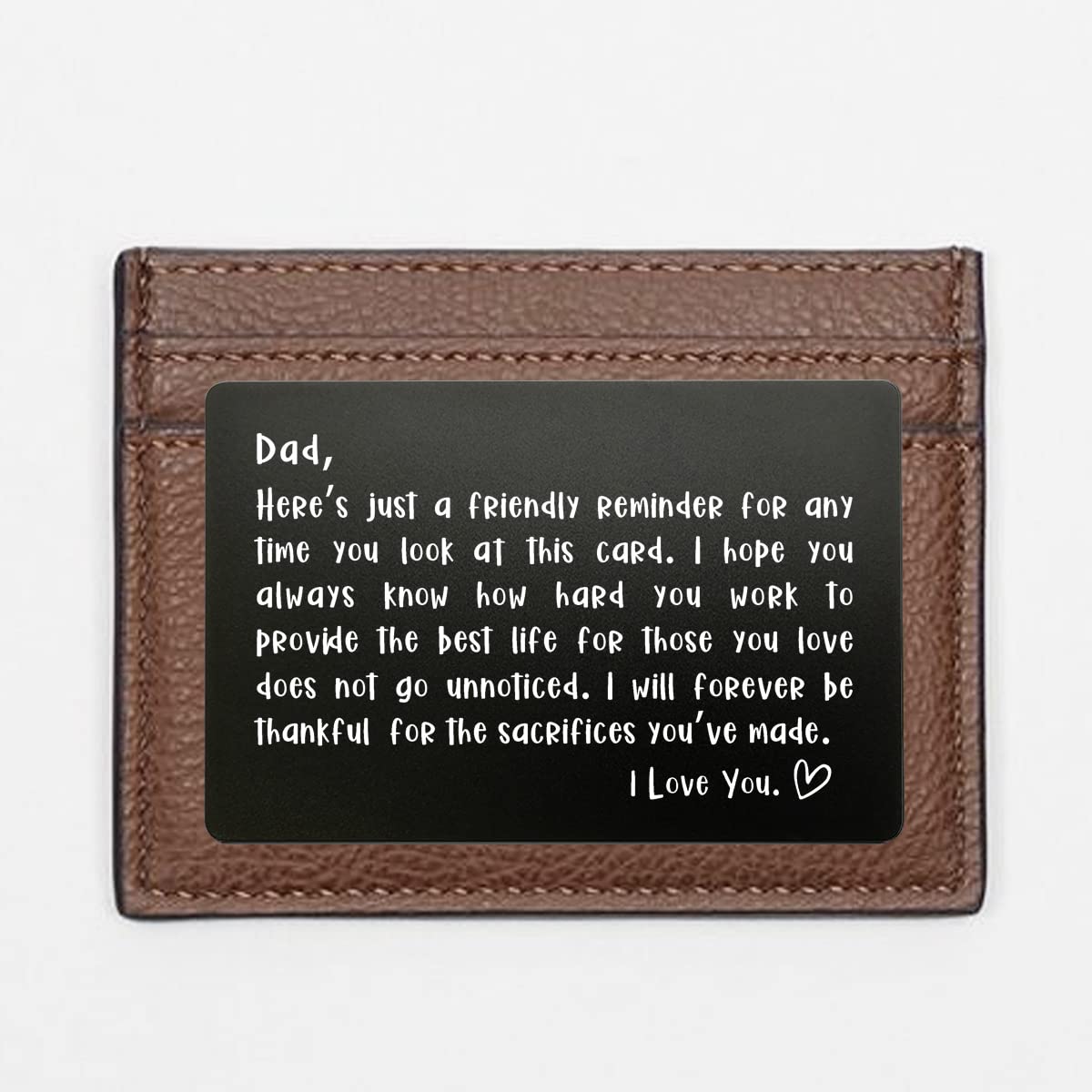 Father's Day Gift, Laser Engraved, Metal Card, Wallet Insert for Dad, Father's Day Gift for Dad from Daughter, Dad Gift from Son to Father, Dad Birthday Gift for Dad (Black)