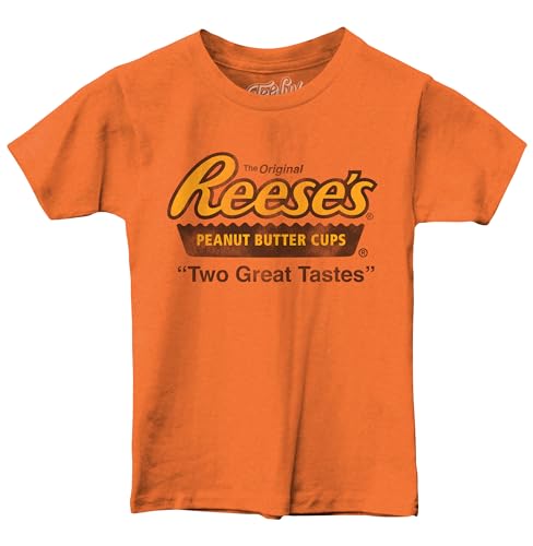 Tee Luv Big Boys Reese's Peanut Butter Cups Shirt - Kids Reeses Candy Shirt (Tangerine) (M)