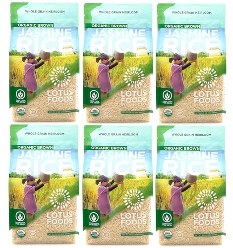 Lotus Foods Organic Brown Jasmine Rice, 30 Oz(Pack of 6)
