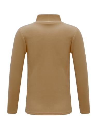 Yhong Kids Boys Girls Turtleneck Thermal Underwear Tops Basic Solid Color Long Sleeves Cotton T-Shirts Undershirts Brown A 9-10 Years
