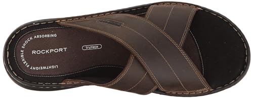 Rockport Men's Darwyn Xband Slide Sandal, Brown II Leather, 14 W US