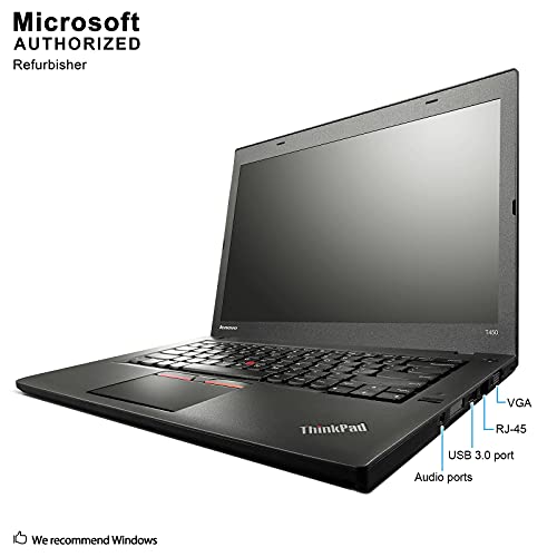 Lenovo ThinkPad T450 14in HD Business Laptop Computer, Intel Dual-Core i5-5300U Up to 2.9GHz, 8GB RAM, 256GB SSD, HDMI, 802.11ac WiFi, Bluetooth, Windows 10 Professional (Renewed)