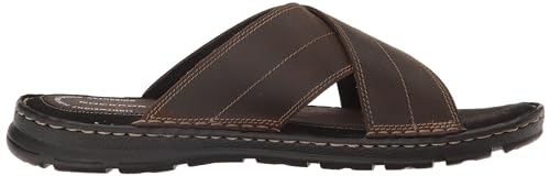 Rockport Men's Darwyn Xband Slide Sandal, Brown II Leather, 14 W US