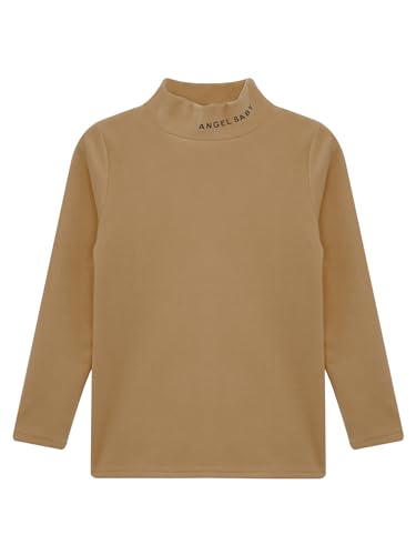 Yhong Kids Boys Girls Turtleneck Thermal Underwear Tops Basic Solid Color Long Sleeves Cotton T-Shirts Undershirts Brown A 9-10 Years