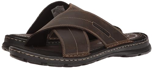 Rockport Men's Darwyn Xband Slide Sandal, Brown II Leather, 14 W US