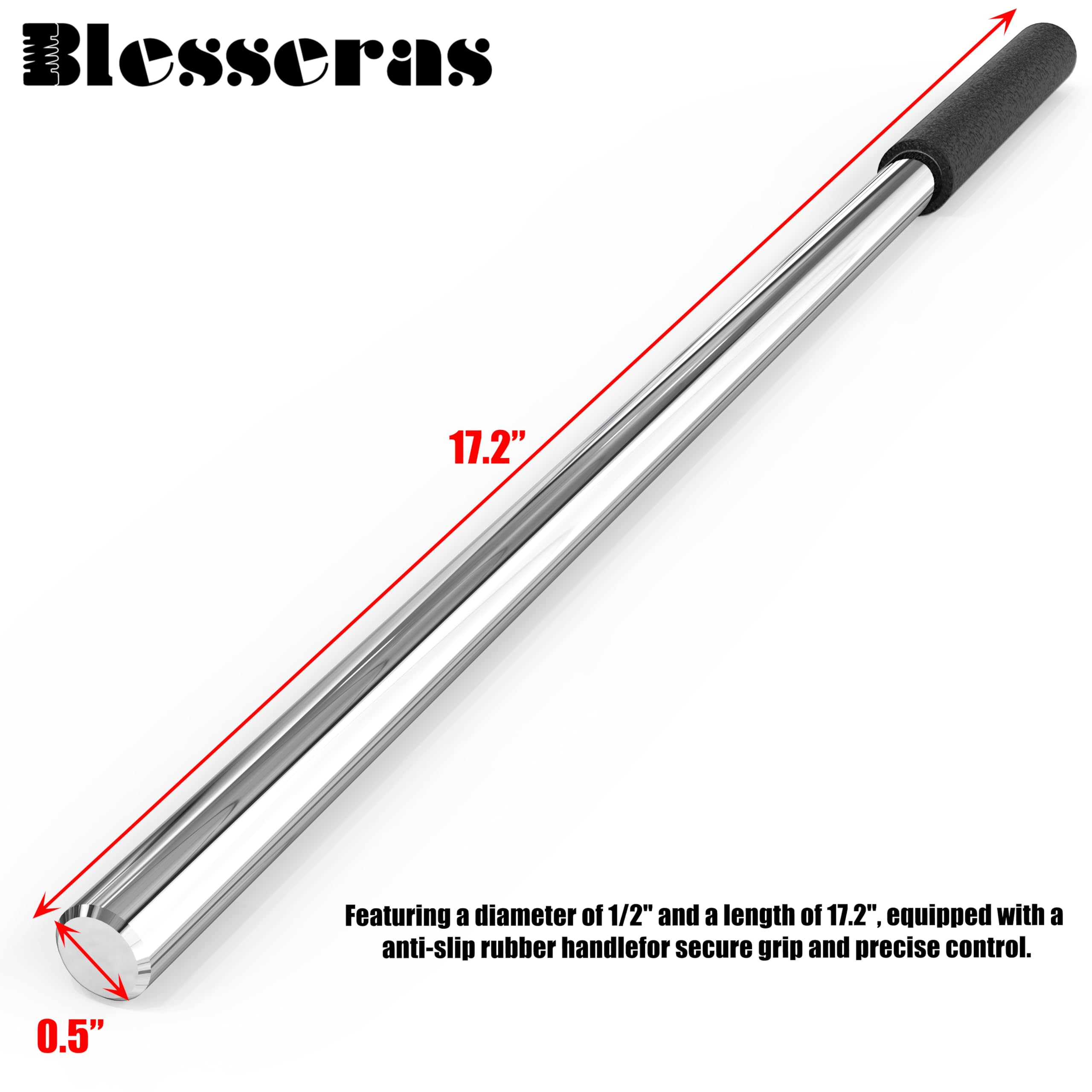 Blesseras Garage Door Torsion Spring Winding Bars with Non-Slip Handle, D1/2'' x L17.2'', 1 Pair