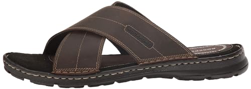 Rockport Men's Darwyn Xband Slide Sandal, Brown II Leather, 14 W US