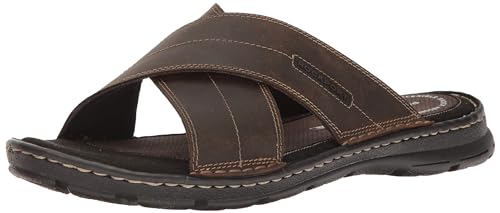 Rockport Men's Darwyn Xband Slide Sandal, Brown II Leather, 14 W US