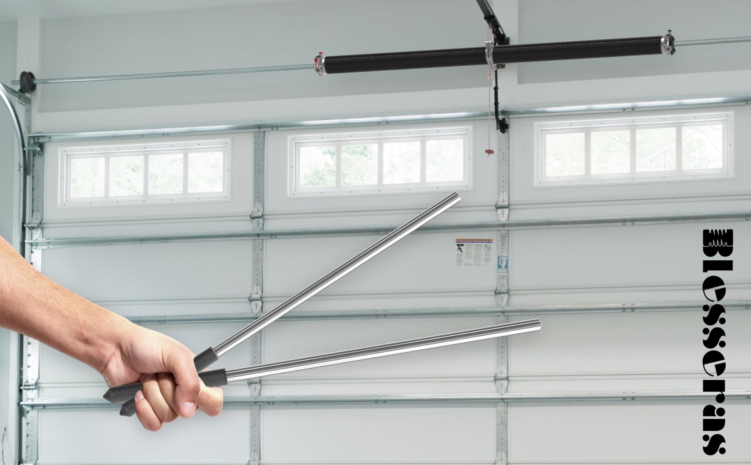 Blesseras Garage Door Torsion Spring Winding Bars with Non-Slip Handle, D1/2'' x L17.2'', 1 Pair
