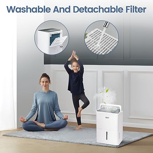 DuraComfort Dehumidifiers For Home With Hose,Up to 1000 Sq.Ft Dehumidifier for Basement Bedroom Bathroom,Suitable for various small rooms,white