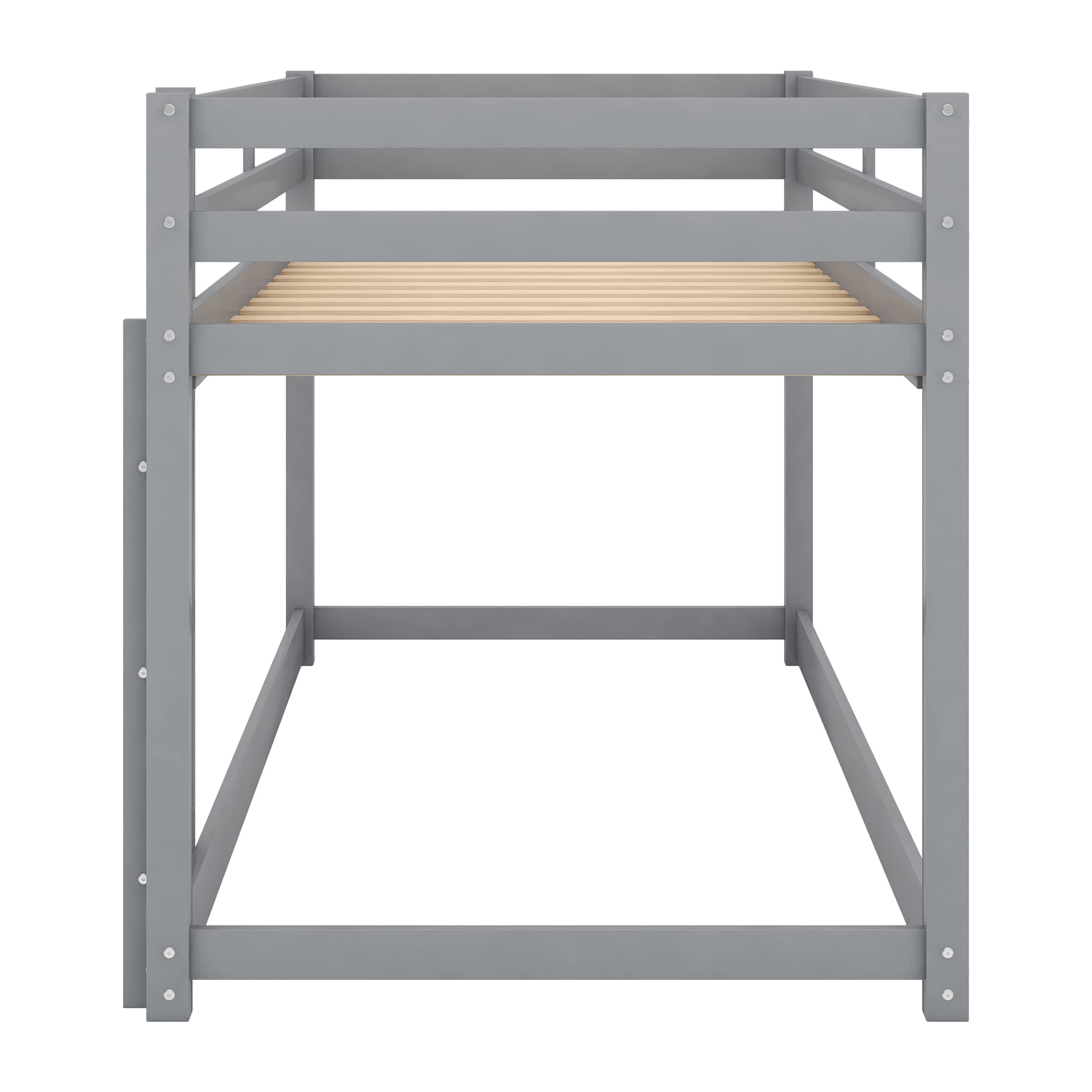 DEYOBED Twin Over Full Bunk Bed Wooden Kids Bed Frame with Ladder for Kids Teens