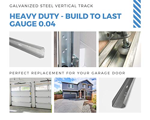 Garage Door Vertical Track Replacement โ Set of Left and Right for 7 Foot Tall - Galvanized Steel Hardware Door Rails for Residential/Light Commercial Side Tracks for 2-inch Rollers