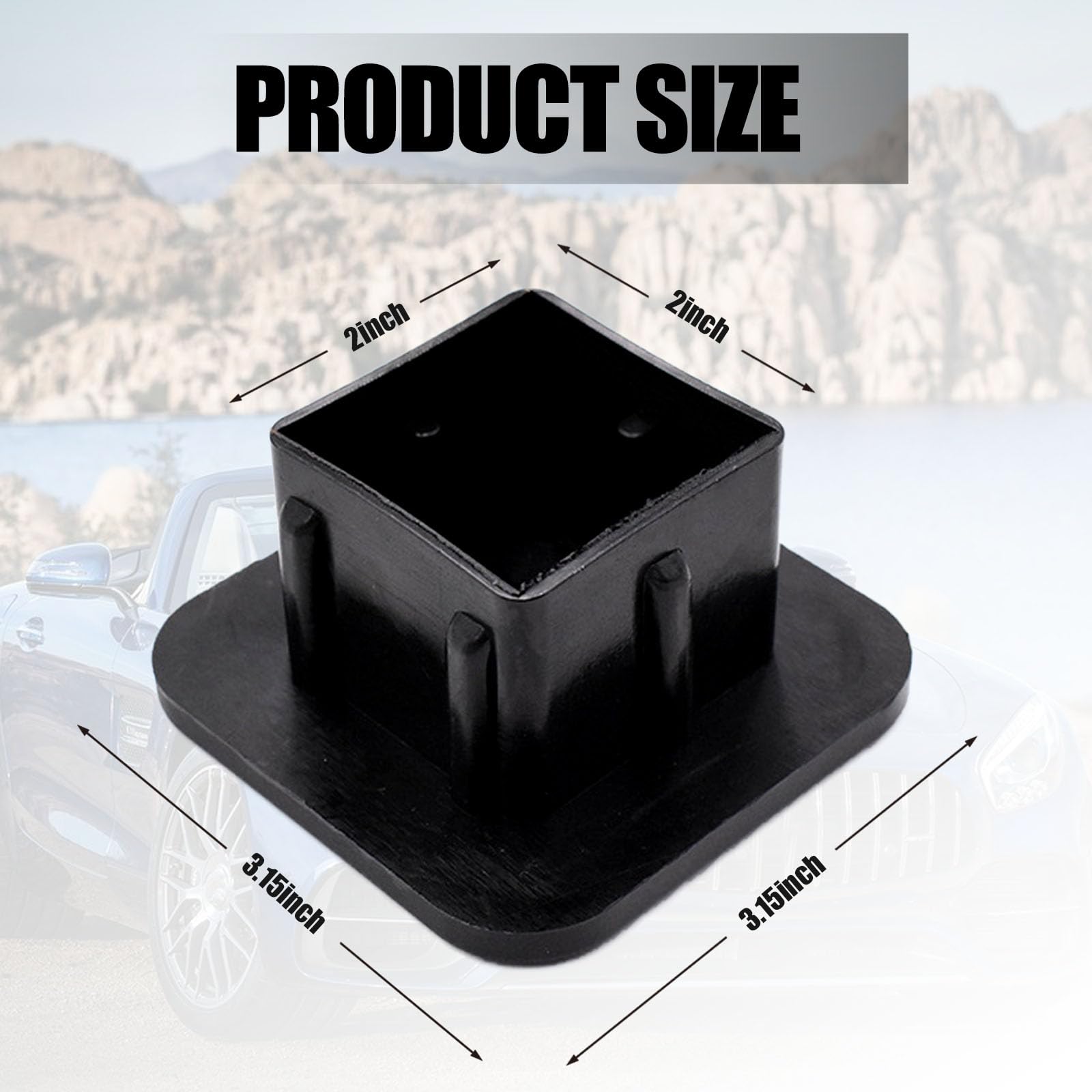Miytsya 1 PC Car Tow Hook Dust Plug, 2In Rubber Square Mouth Trailer Receiver Tube Plug Protective Cover, Hitch Ball Insert Safety Tow Cover, Common Exterior Accessories for Most Cars (Black)
