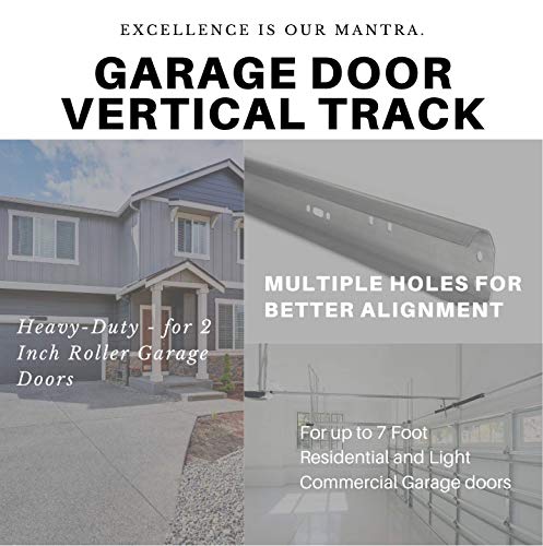 Garage Door Vertical Track Replacement โ Set of Left and Right for 7 Foot Tall - Galvanized Steel Hardware Door Rails for Residential/Light Commercial Side Tracks for 2-inch Rollers