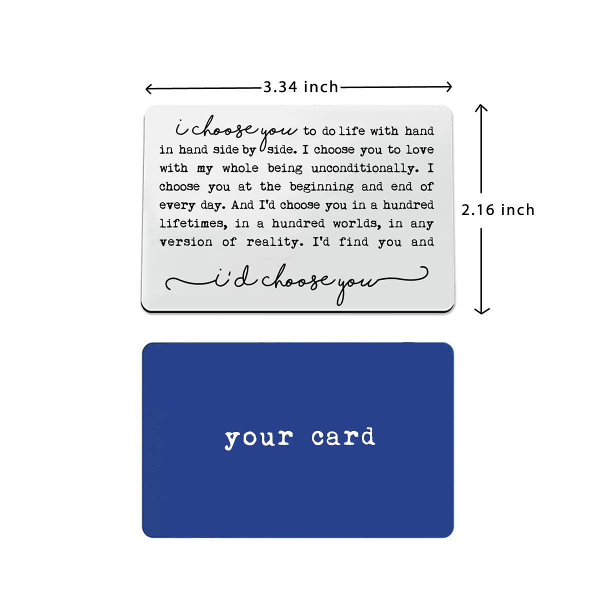 I Choose You Metal Wallet Insert Card, Engraved Gift for Him, Pocket Keepsake, Husband Gift, Anniversary Gift for Men, Wedding Anniversary Gift for Husband, Gifts for Him (Silver)