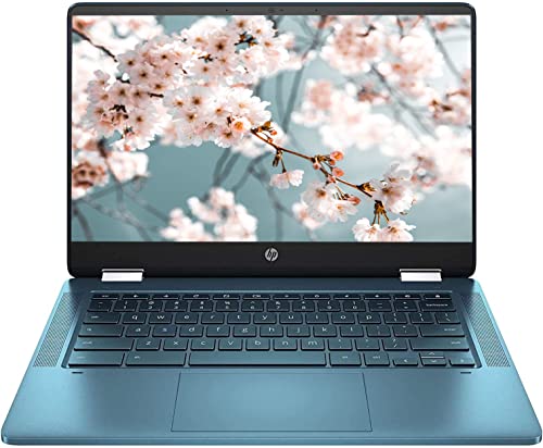 HP 2023 Convertible 2-in-1 Chromebook Laptop, 14" HD IPS Touchscreen, Intel Celeron Processor up to 2.60GHz, 4GB Ram, 64GB SSD, 4K Graphics, Super-Fast 6th Gen WiFi, Chrome OS, Dale Blue(Renewed)