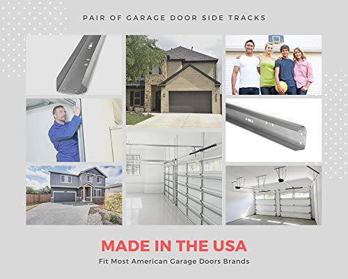 Garage Door Vertical Track Replacement โ Set of Left and Right for 7 Foot Tall - Galvanized Steel Hardware Door Rails for Residential/Light Commercial Side Tracks for 2-inch Rollers