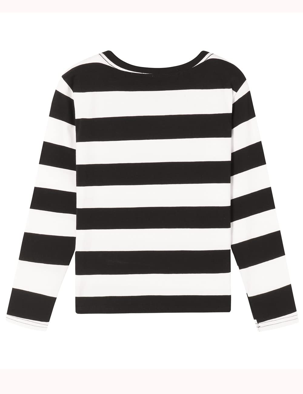 DILBYKE Boys Girl Long Sleeve Striped Crew Neckline T-Shirts Kid Tee, Cotton, Black and White 9-10 Years