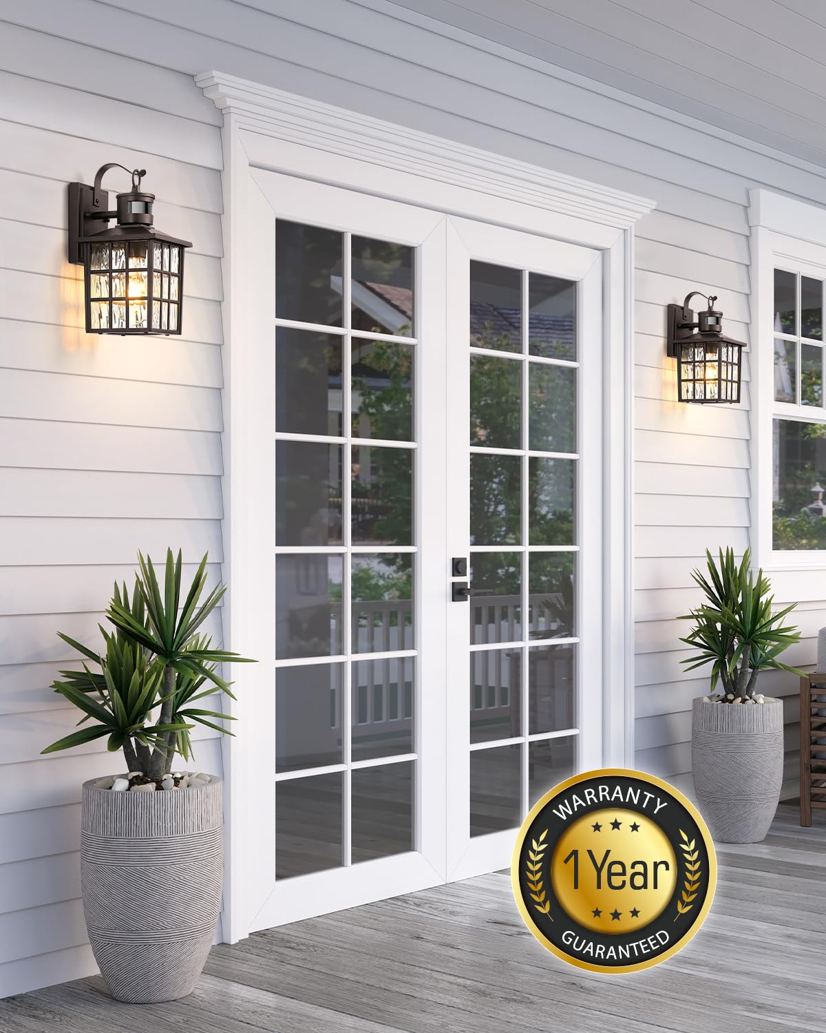 VIANIS ORB Motion Sensor Outdoor Lights Wall Mount, Dusk to Dawn Waterproof Exterior Lantern for House, Oil Rubbed Bronze Anti-Rust Garage Sconce Outside for Door, Garage, Entryway, Hallway