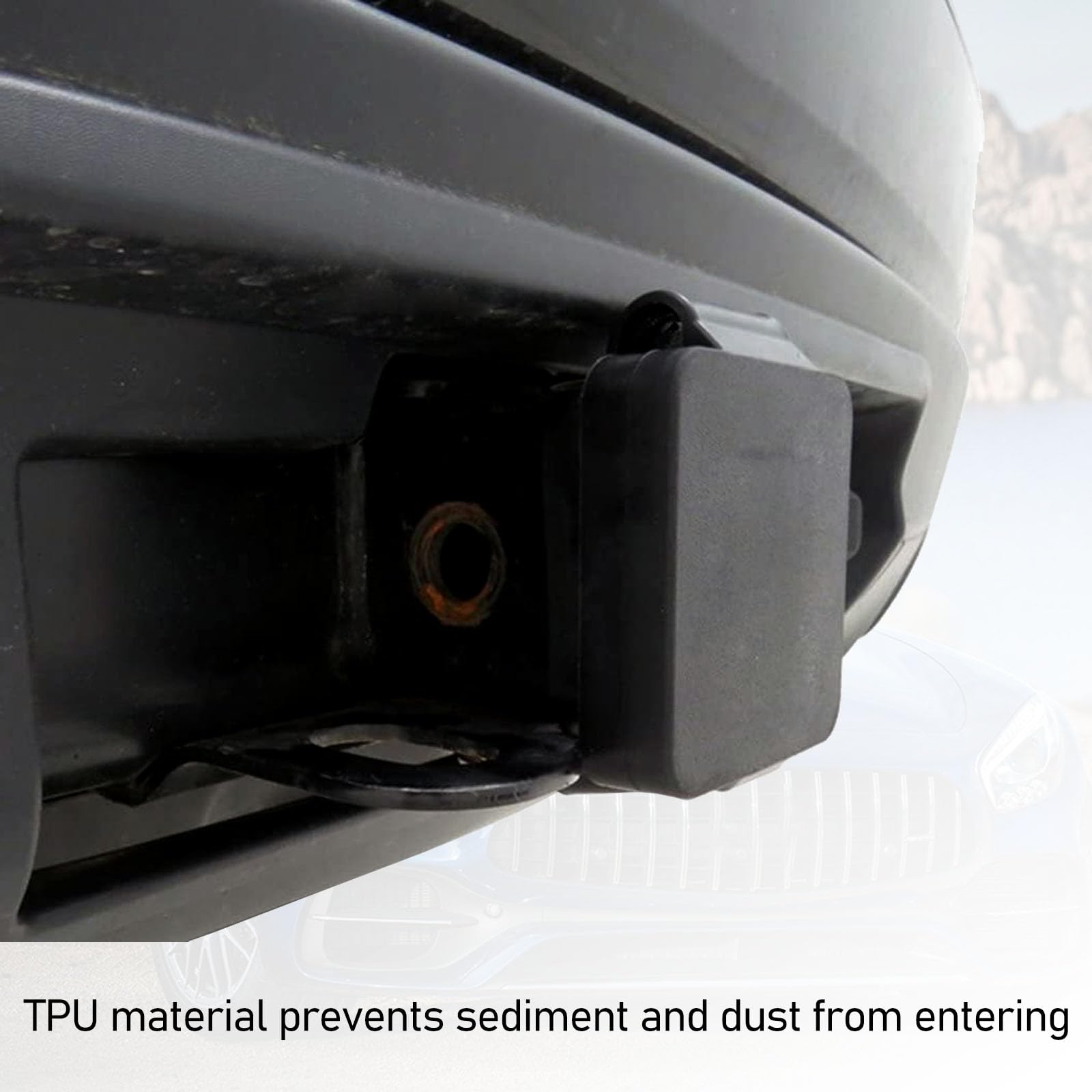 Miytsya 1 PC Car Tow Hook Dust Plug, 2In Rubber Square Mouth Trailer Receiver Tube Plug Protective Cover, Hitch Ball Insert Safety Tow Cover, Common Exterior Accessories for Most Cars (Black)
