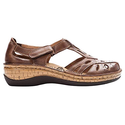 Propét Womens Jenna Cut-Out T-Strap Flats Casual - Brown - Size 8 2E