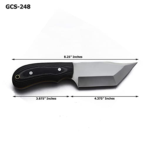 GCS Handmade G10 Handle D2 Tool Steel Tactical Hunting Knife with leather sheath Full tang blade designed for Hunting & EDC GCS 248