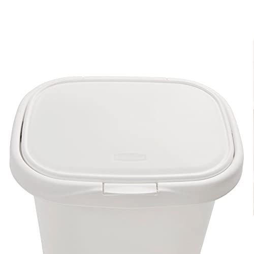 Rubbermaid 13.25 Gallon Rectangular Spring-Top Lid Kitchen Wastebasket Trash Can for Tall Trashbags, White (2 Pack)