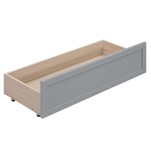 Yehha Full Size House Bed with Storage Shelves and 2 Drawers, Multifunctional Storage Wooden Bed for Boys & Girls Bedroom, Small Space, No Box Spring Needed/Wood Slats Support, Easy Assembly, Gray