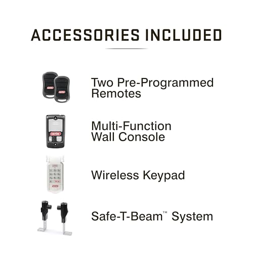 Genie SilentMax 1000 Garage Door Opener - Ultra-Quiet Belt Drive - Includes two 3-Button Pre-Programmed Remotes, Wall Console, Wireless Keypad, Safe T-Beams - Model 3042-TKH, 140V DC Motor