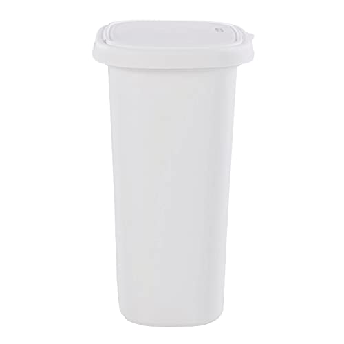 Rubbermaid 13.25 Gallon Rectangular Spring-Top Lid Kitchen Wastebasket Trash Can for Tall Trashbags, White (2 Pack)