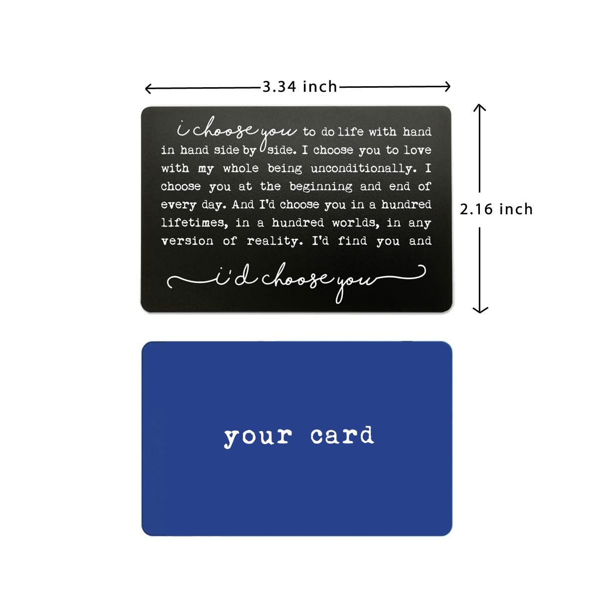 I Choose You Metal Wallet Insert Card, Engraved Gift for Him, Pocket Keepsake, Husband Gift, Anniversary Gift for Men, Wedding Anniversary Gift for Husband, Gifts for Him (Black)
