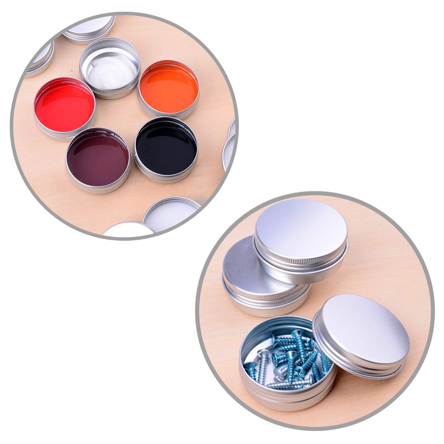 Marsheepy 30 ml（1 oz） 24 Pack Silver Aluminum Round Lip Balm Tin Storage Jar Containers with Screw Cap for Lip Balm, Cosmetic, Candles